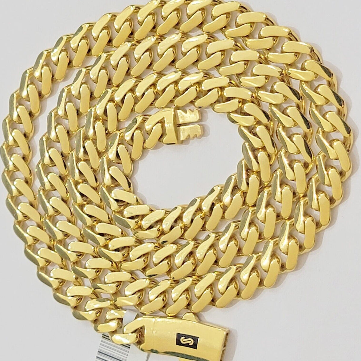10k Yellow Gold Chain Miami Cuban Royal Monaco Curb Link 9mm Necklace ...