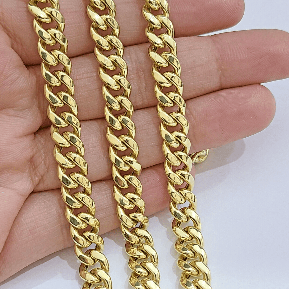 14k Yellow Gold Miami Cuban Link Chain 8mm 18" Necklace Box Lock Choke ...