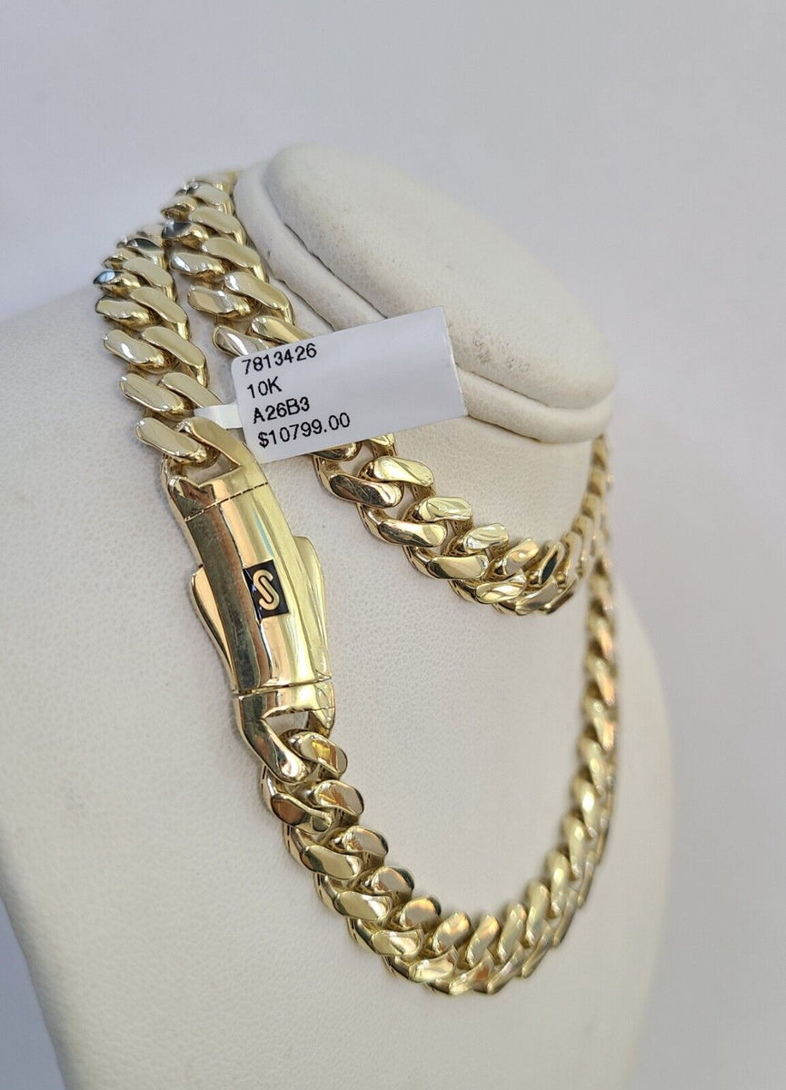 10k Royal Monaco Cuban Link Chain 10mm Necklace 20" REAL Yellow Gold ...