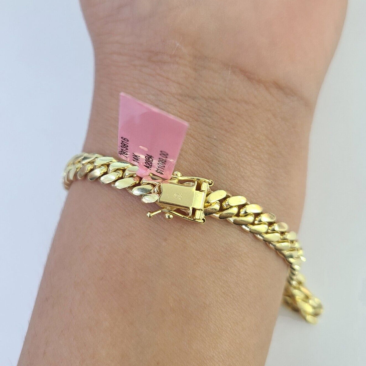 14K Solid Miami Cuban Bracelet Yellow Gold Box Clasp 8" Inch 6mm Link ...