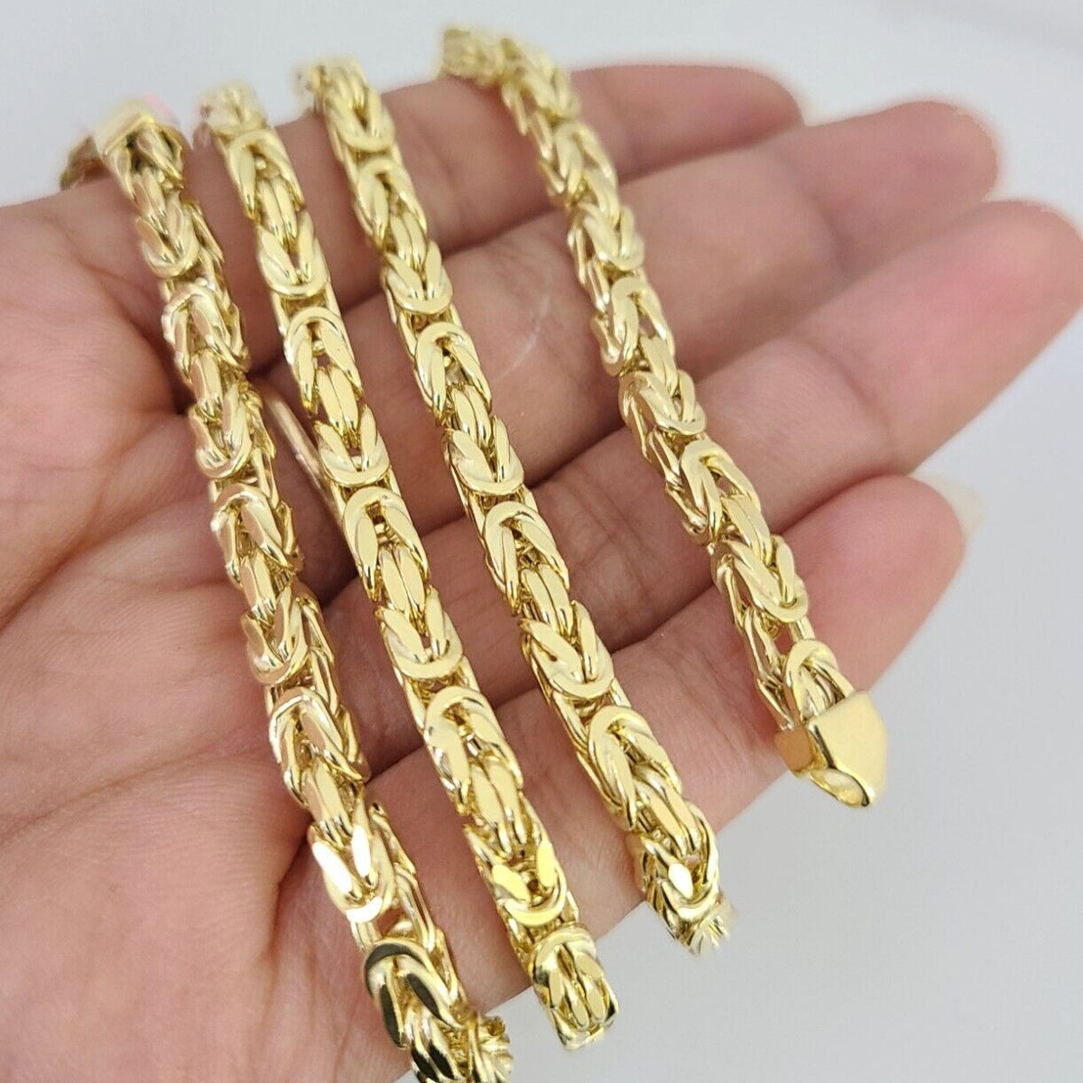 14K Gold Necklace Chain Jesus Cross Charm Turkish Byzantine 4mm 24" Pe ...