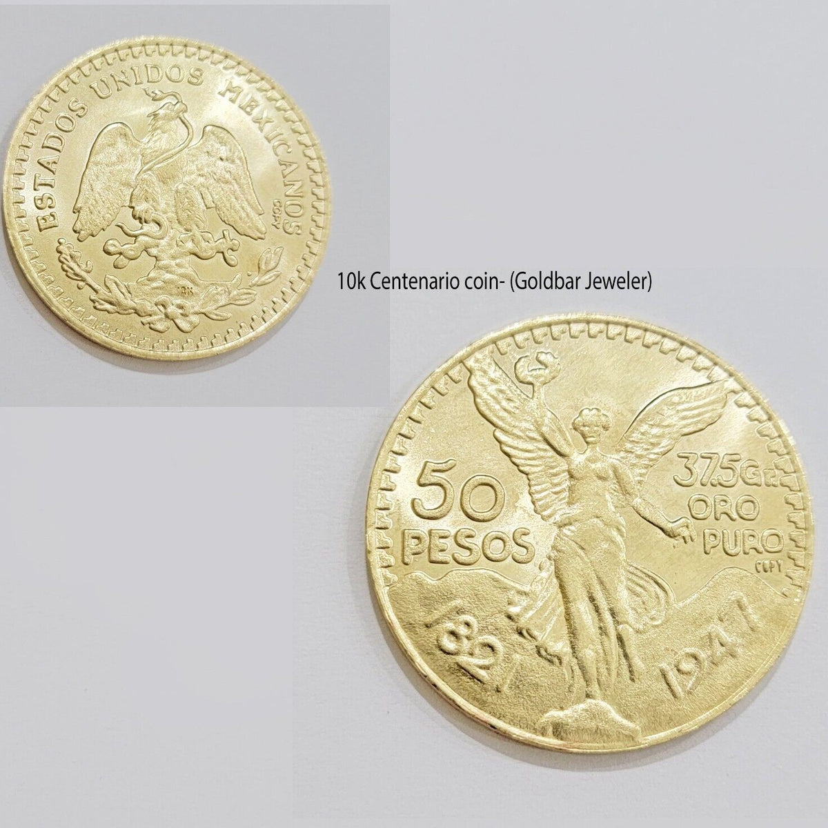 Centenario Coin Custom Solid 10k Yellow Gold 50 Pesos 1947 Mexico Mexi ...