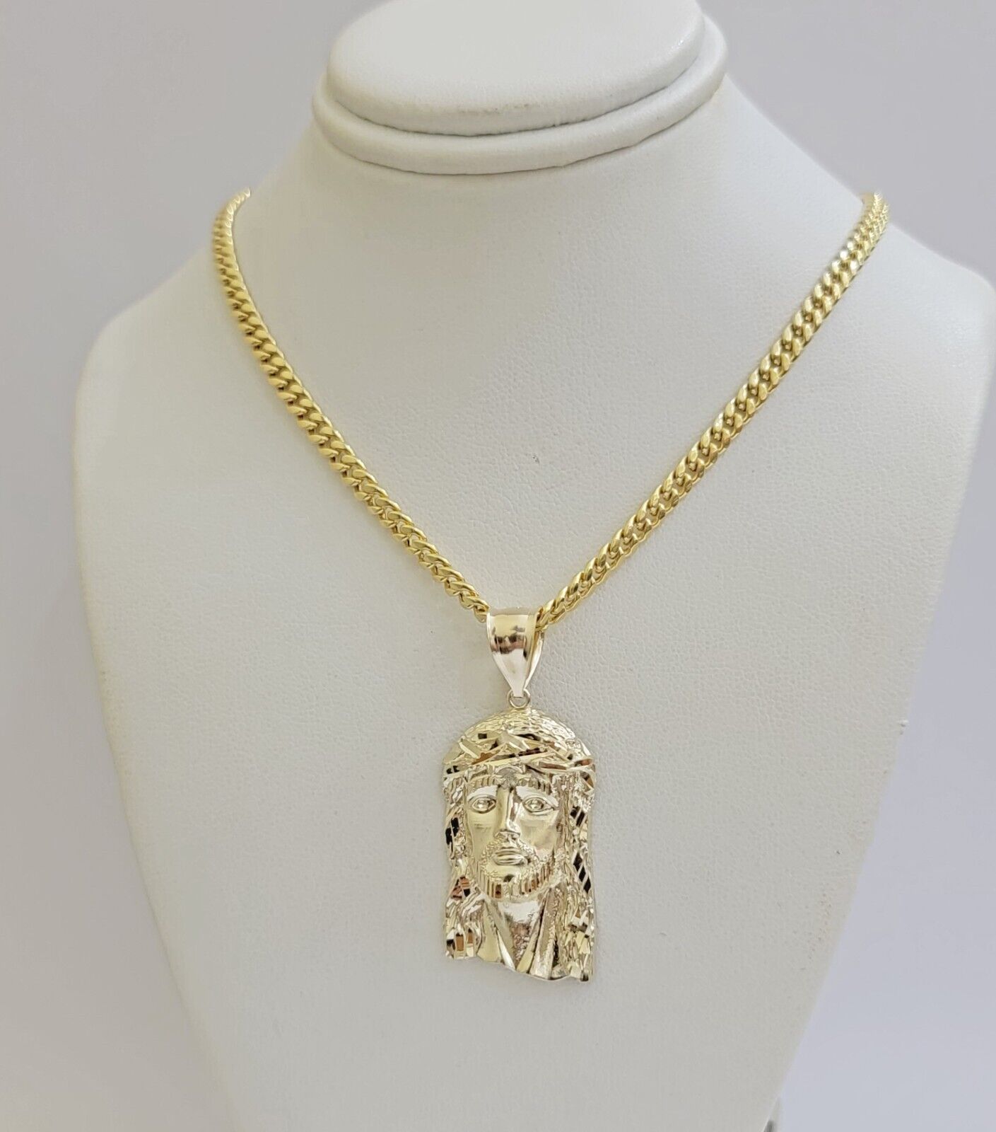 Mens 10k Gold Chain Necklace Charm Pendant SET 5mm Miami Cuban Link GoldenlinQ