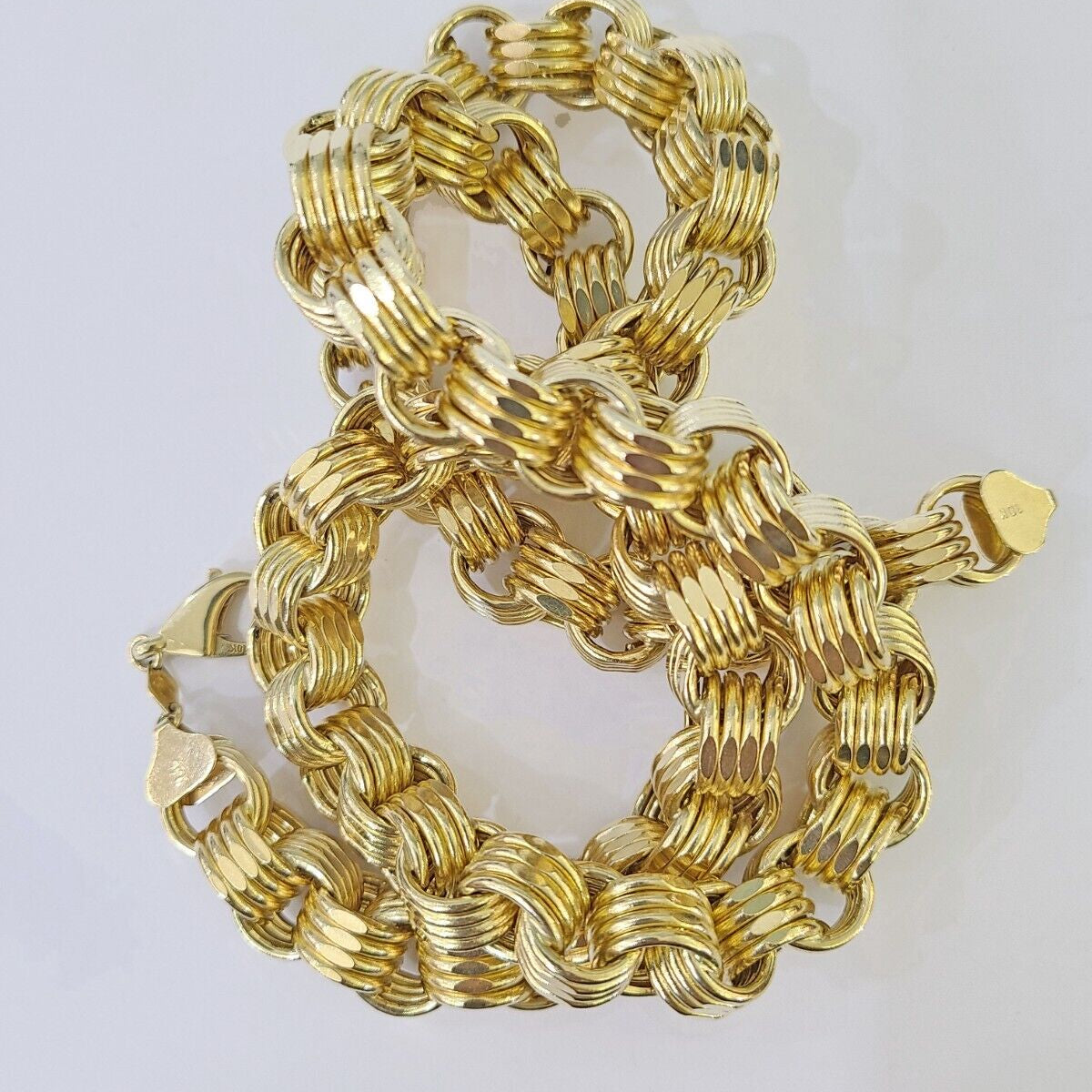 Real 10k Gold Byzantine Chain 12mm 26 Inch Men's yellow gold necklace ...
