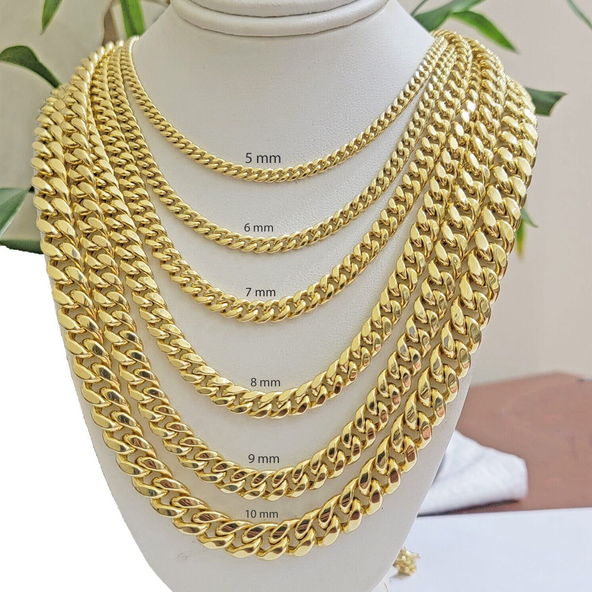 Real 10k Gold Chain Necklace Miami Cuban Link 18"-30" Inch 6mm 7mm 8mm ...