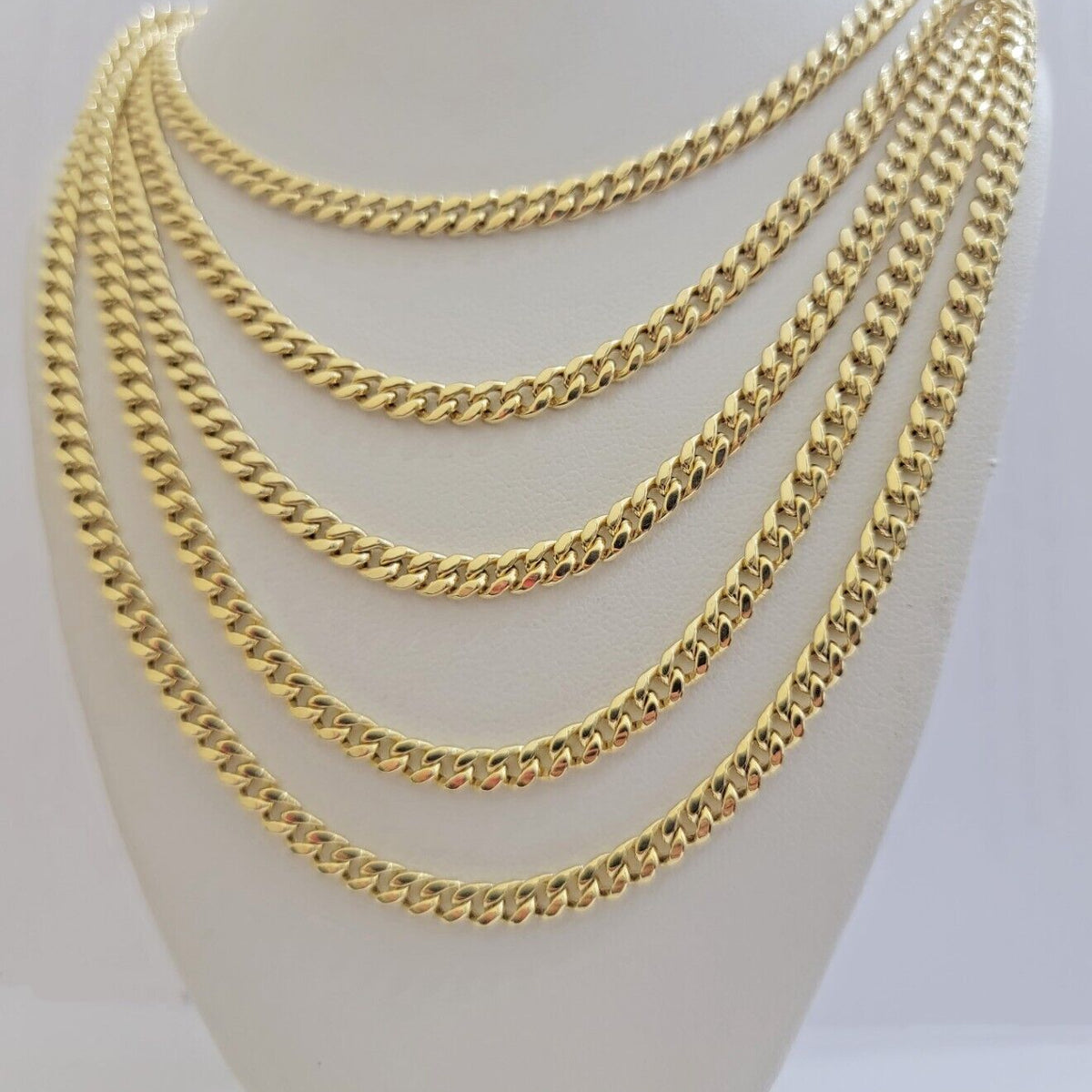 Real 10k Gold chain Necklace Miami Cuban Link 5mm 16"-28" 10kt Yellow ...