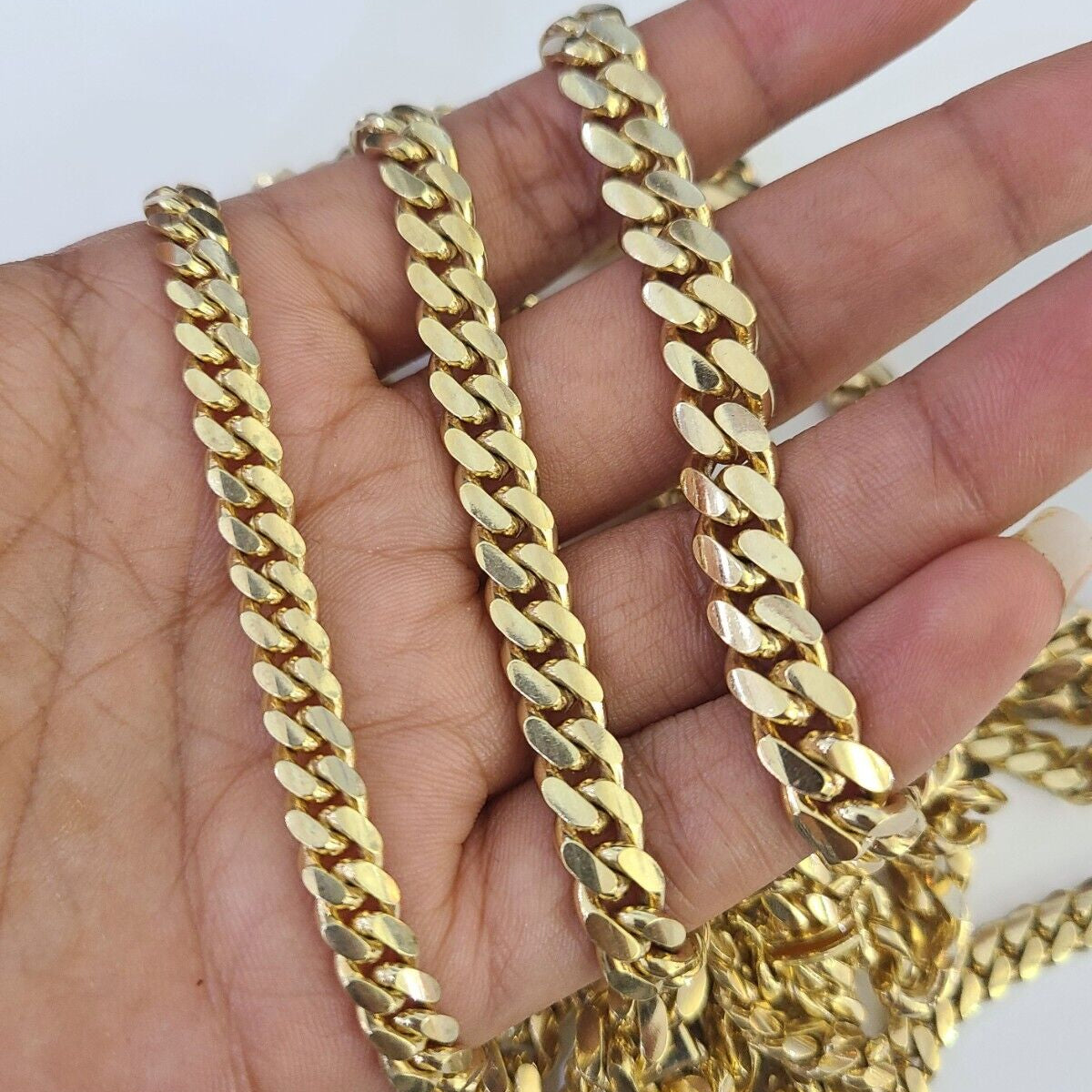 Real 10k Solid Miami Cuban Link Chain Necklace 6mm 7mm 8mm 24 Inches 1 ...