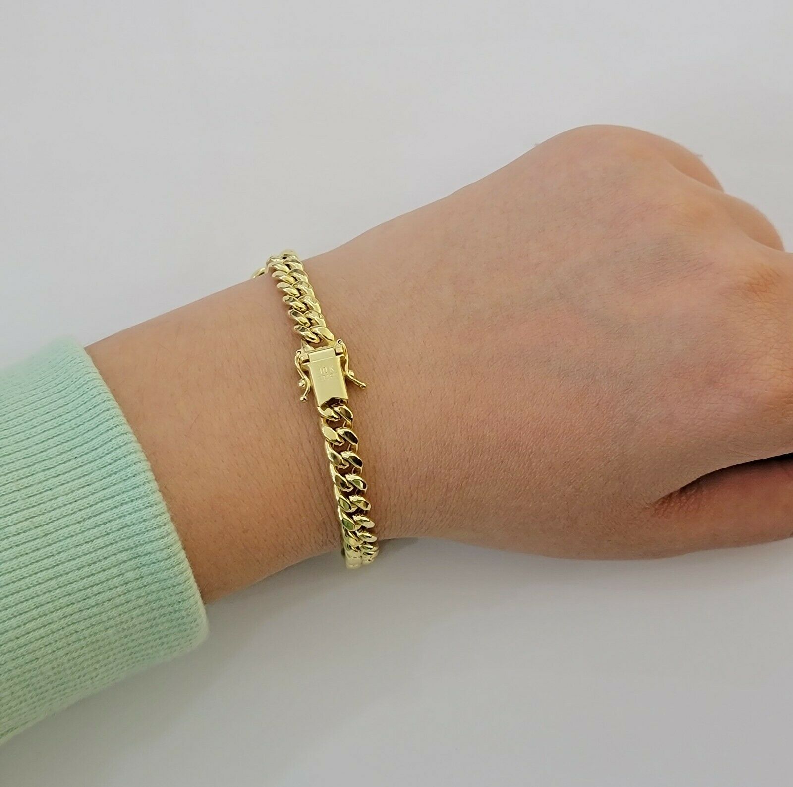 Real 10k Yellow Gold Bracelet Miami Cuban Link 6mm 13mm 8 Inch Mens 1 GoldenlinQ