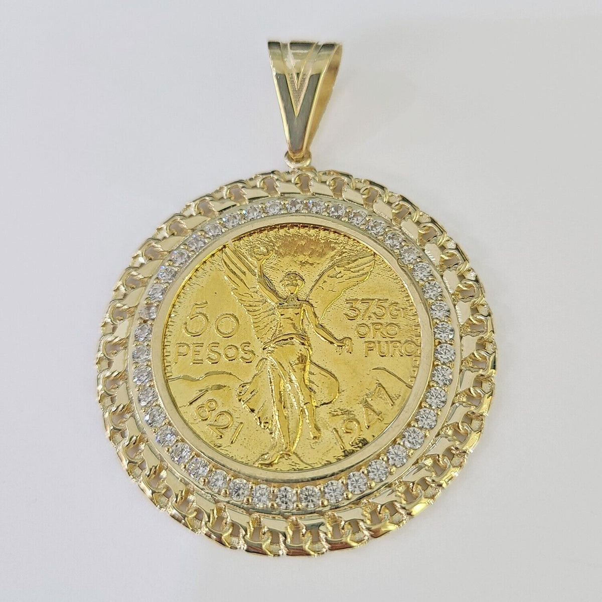 REAL 10k Yellow Gold Centenario-Style Coin Charm 50 Pesos 1947 Mexican ...
