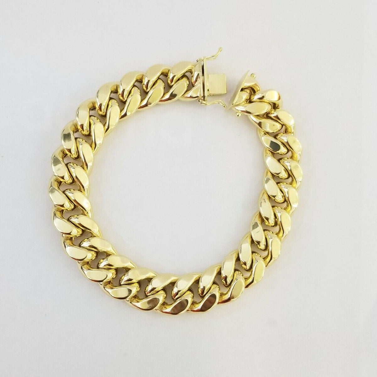 Real 10K Yellow Gold Miami Cuban Bracelet 9 Inch 15mm,box lock thick ...