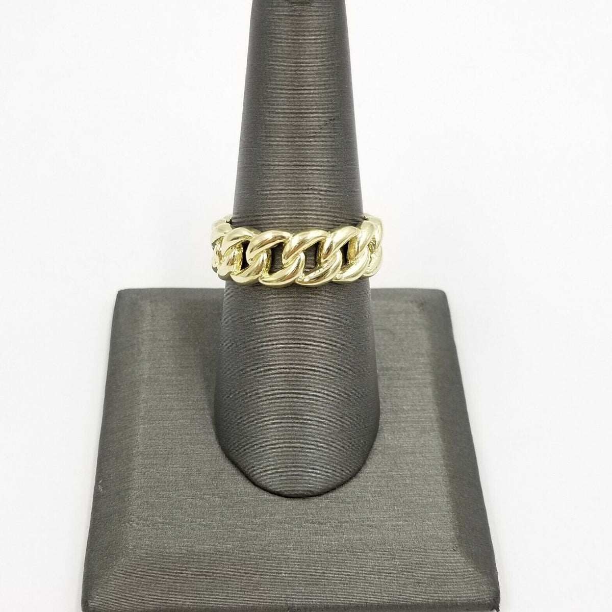 REAL 10K Yellow Gold Miami Cuban Ring Band Style Sizable Rings Men Pin ...