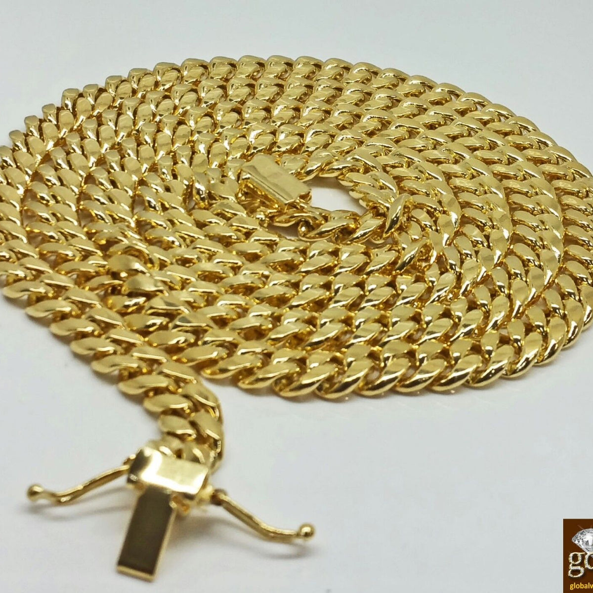 Real 14k Gold Chain 7mm Miami Cuban Link Chain 22" inch Box Lock Gold ...