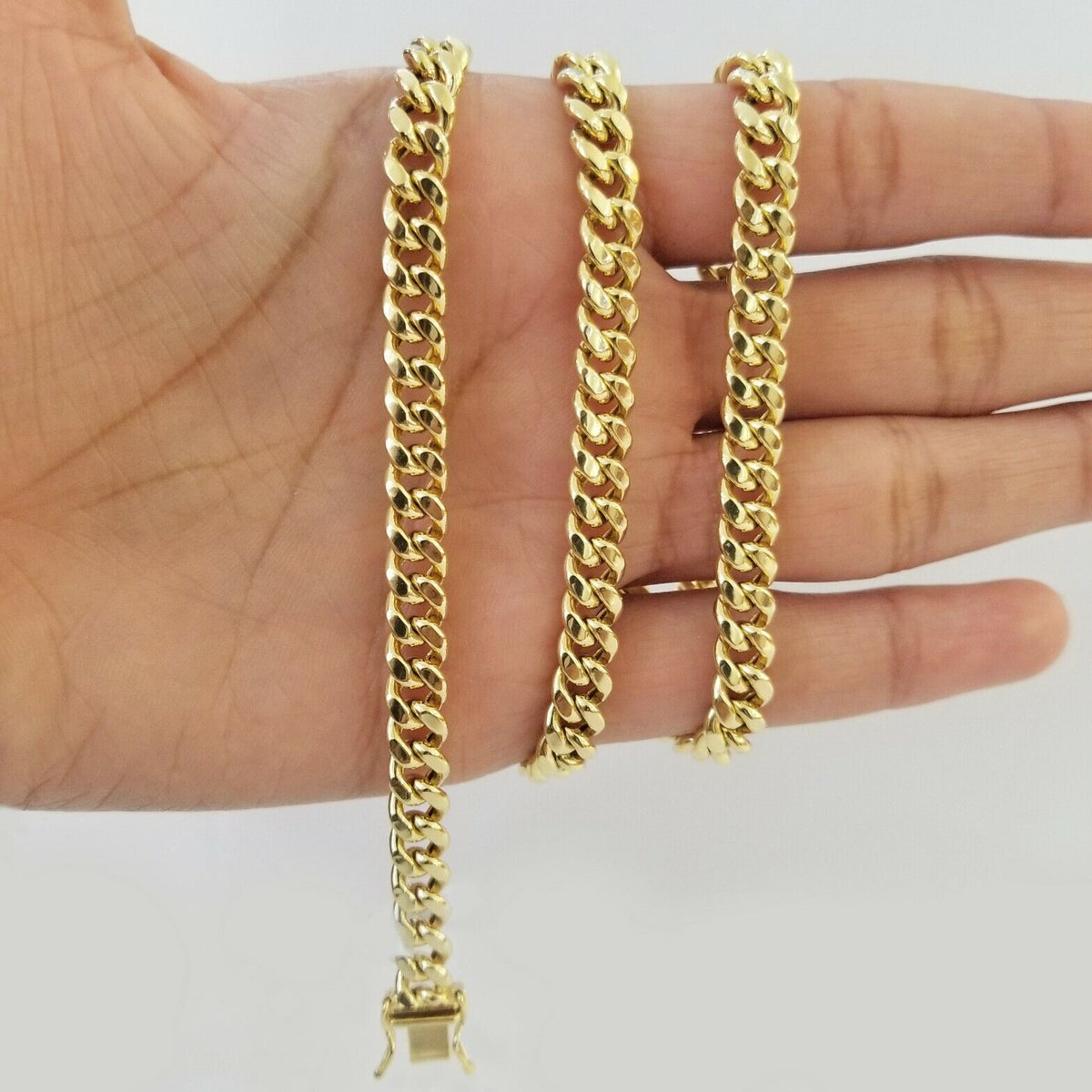Real 14K Yellow Gold Miami Cuban Link Chain Necklace 7mm 24 Inch 14kt ...